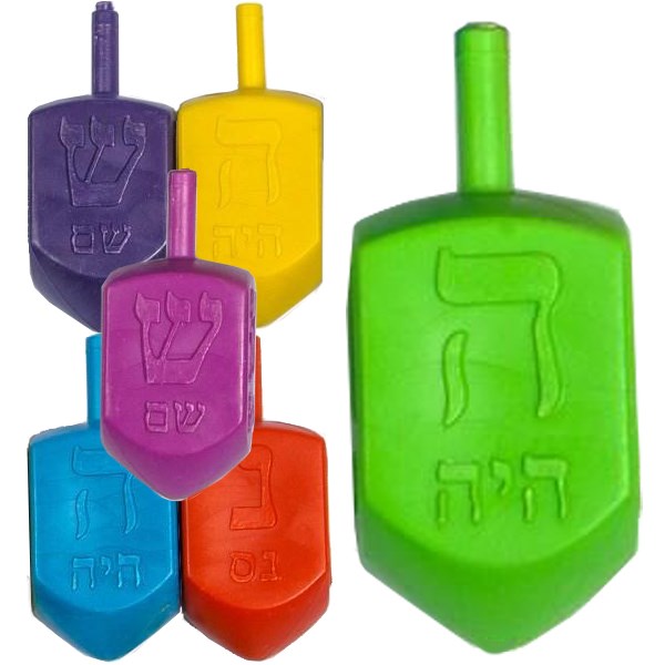 Jumbo Plastic Dreidel, 6 pkt – Golds World of Judaica